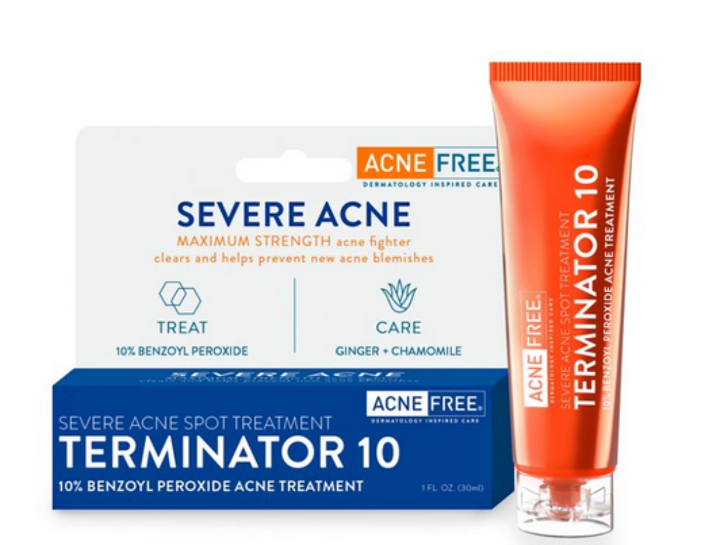 AcneFree Terminator 10 Acne Spot Treatment Cream with 10% Benzoyl ...